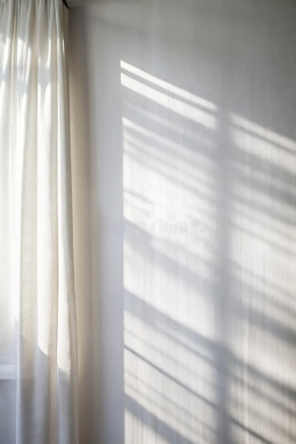 Light and Shadows Lines from Curtain on White Wall Stock Image - Image ...