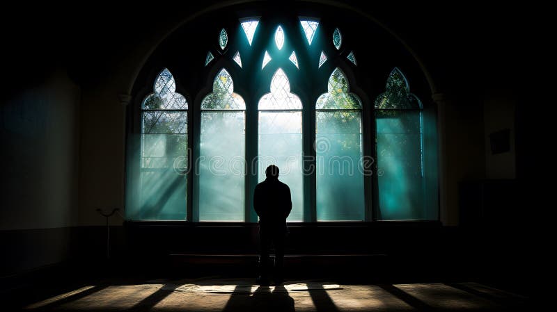 Light and Shadows on the Man Praying Stock Image - Image of meditation ...