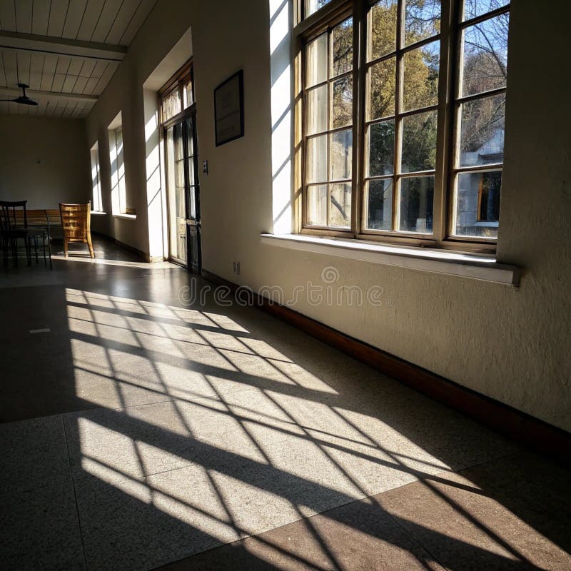 Light and Shadows from Window on Floor and Walls Stock Illustration ...