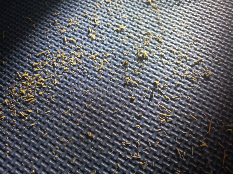 Close View of Yellow Dirty on a Blue Mat Stock Photo - Image of shine ...