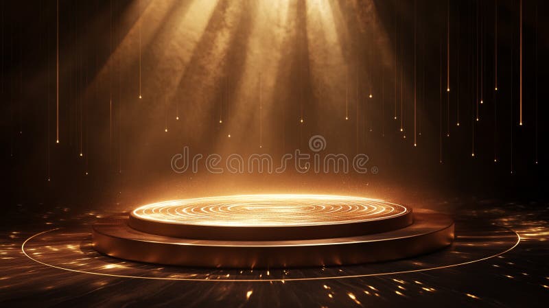 Light Shines on a Circular Stage with Sparkling Dust in a Dark ...