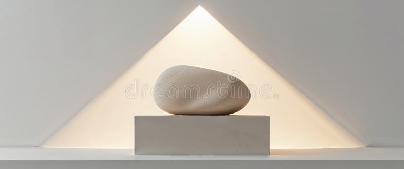 Light Shines on Neutral Rock on Matching Neutral Base. Stock Photo ...