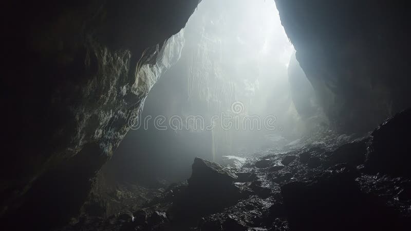 Light Shines through the Opening of a Dark Cave Stock Photo - Image of ...