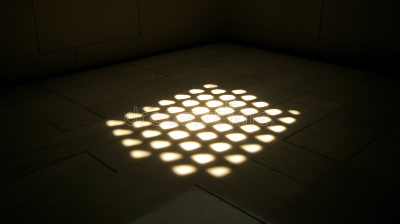 Light Shines through Patterned Grate, Illuminating Floor, Dark Room ...