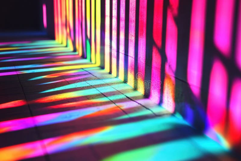 Colorful Light Patterns Create Vibrant Reflections on the Floor in a ...
