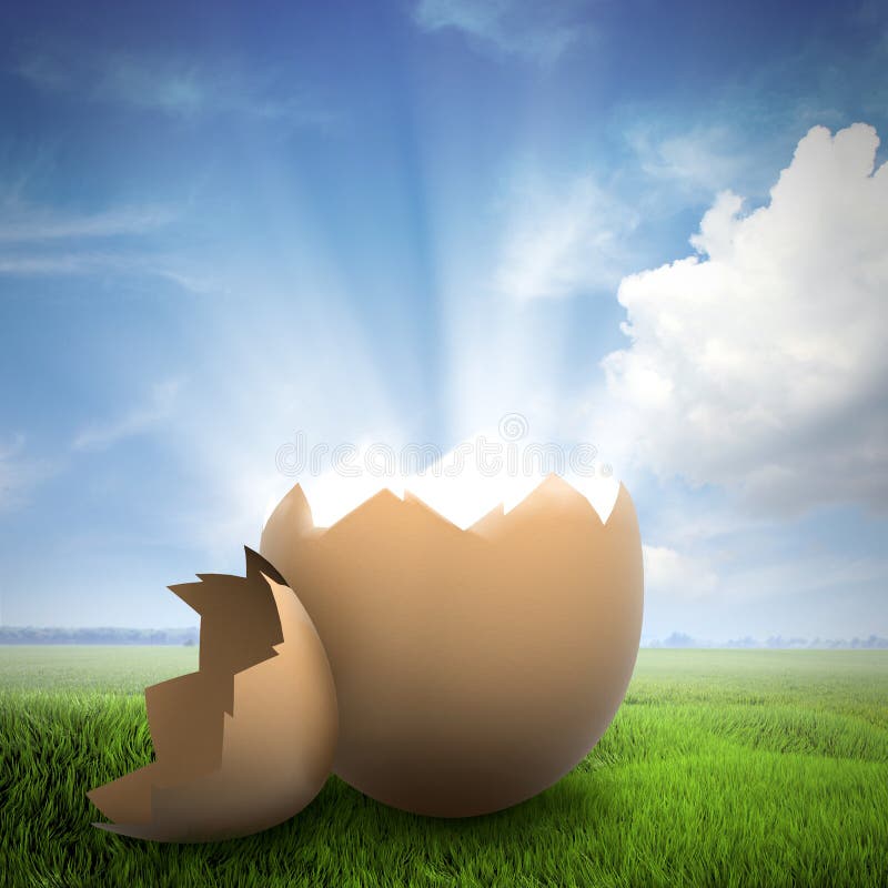 Light Shining from a Broken Egg Shell Stock Illustration - Illustration ...