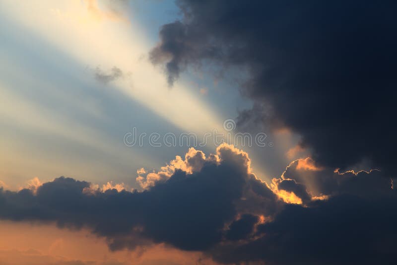 Sun Rays through Storm Clouds Stock Photo - Image of nature, heaven ...