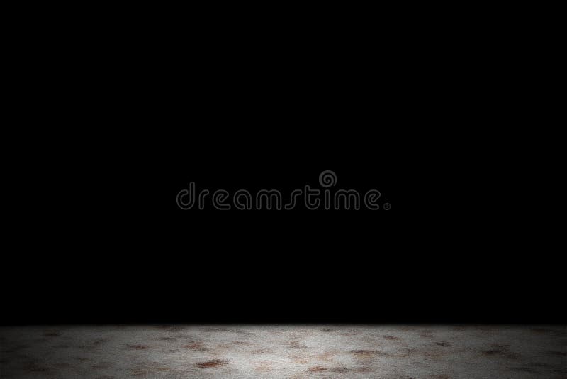 Light Shining Down on Dirt Concrete Floor in Dark Room with Copy Space ...