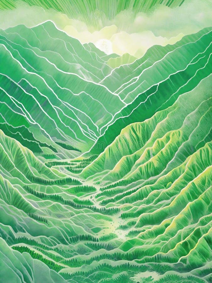 The Light is Shining through the Green Mountains Stock Photo - Image of ...