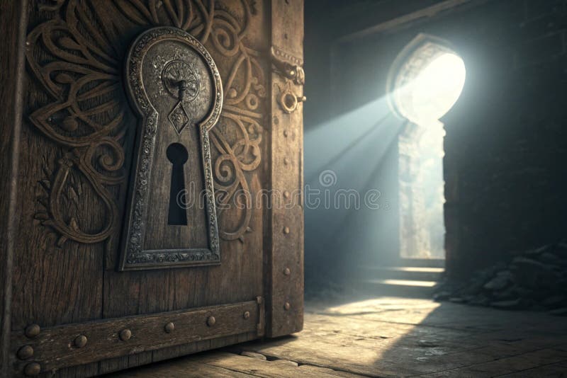 Light Shining through a Mysterious Keyhole, 3D Rendering - Generated by ...