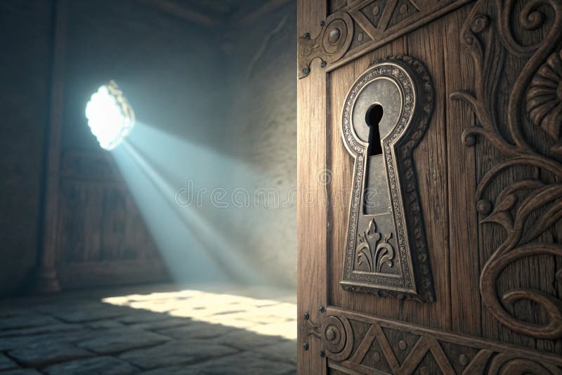 Light Shining through a Mysterious Keyhole, 3D Rendering - Generated by ...