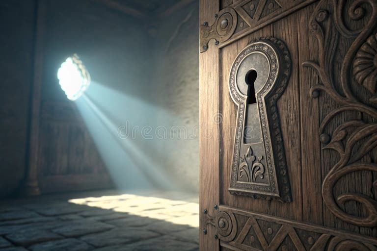 Light Shining through a Mysterious Keyhole, 3D Rendering - Generated by ...
