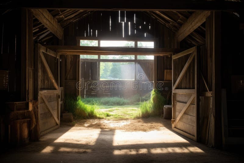 Light Shining through the Open Barn Doors, Illuminating a Beautiful ...