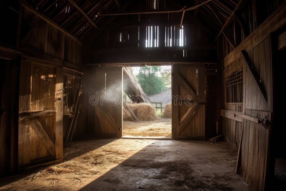 Light Shining through the Open Barn Doors, Illuminating a Beautiful ...