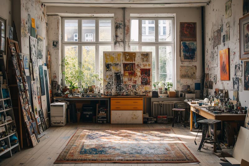 Light Shining through Windows in Artist Studio in Berlin Stock ...