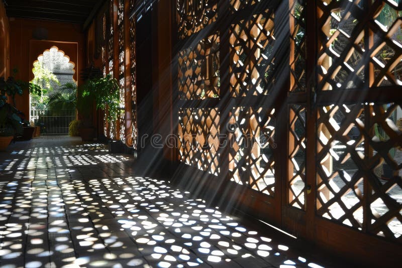 Light Shining through Windows into Hallway Creating Patterns of Light ...