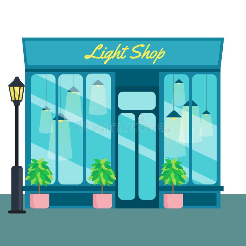 Light Shop and Store, Front Icon Flat Style. Vector Illustration Stock ...