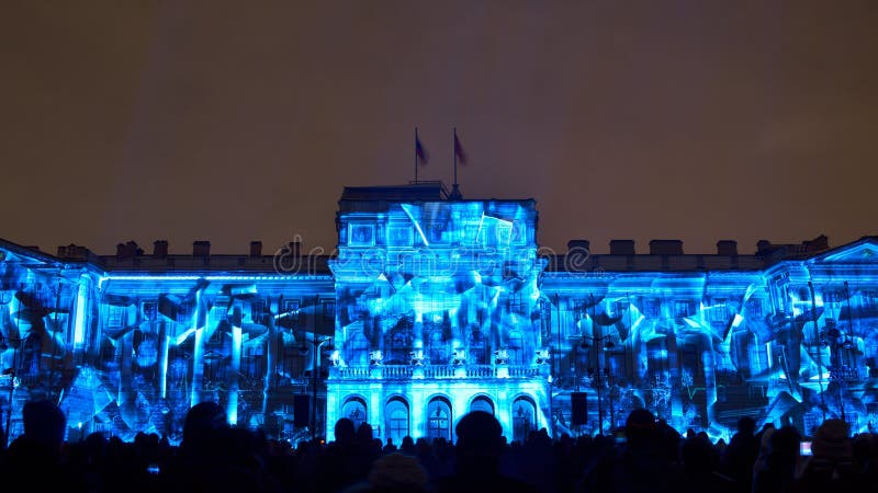 Light show in the city. stock photo. Image of city, public - 80279684