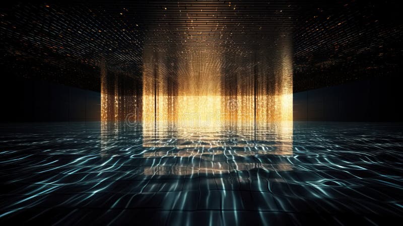 Light Show in a Dark Swimming Pool, an Empty Space Filled with Water ...