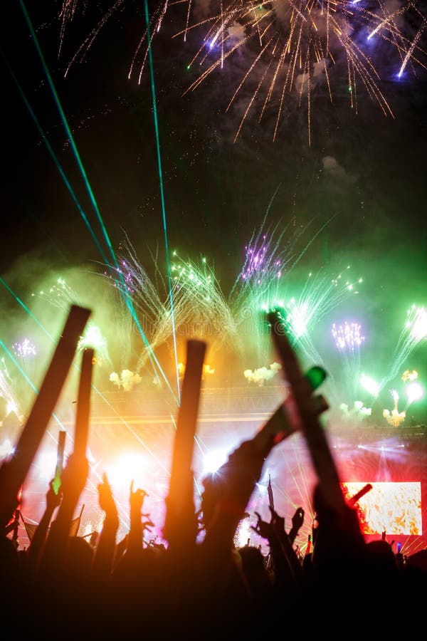 A Light Show with Fireworks at S Summer Festival Stock Photo - Image of ...