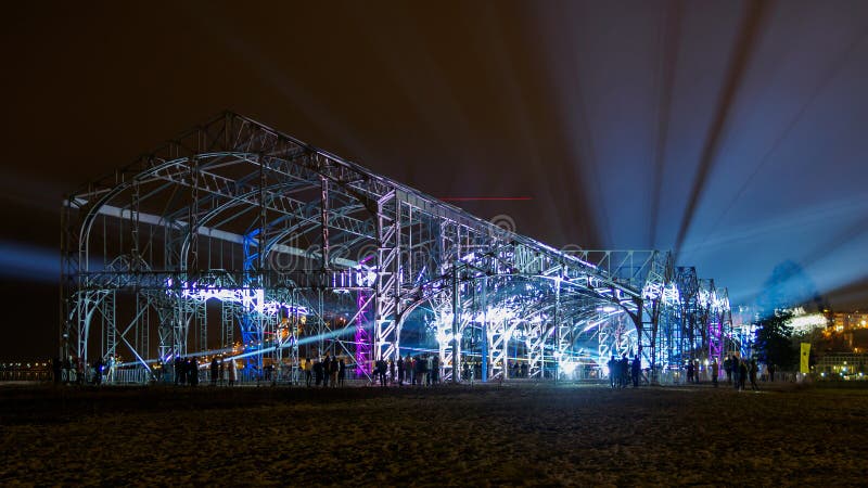 Light Show with Laser Beams and Projections Stock Illustration ...