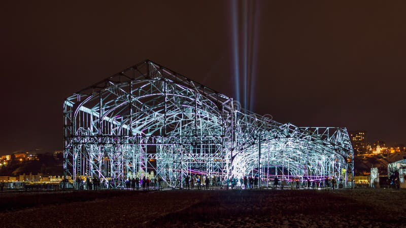 Light Show with Laser Beams and Projections Stock Photo - Image of ...