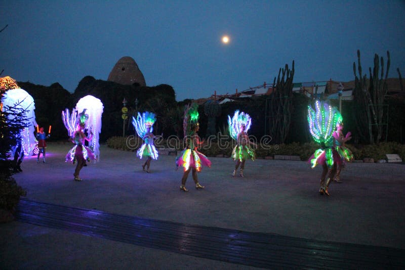 Light Show Parade with Different Color Editorial Stock Photo - Image of ...