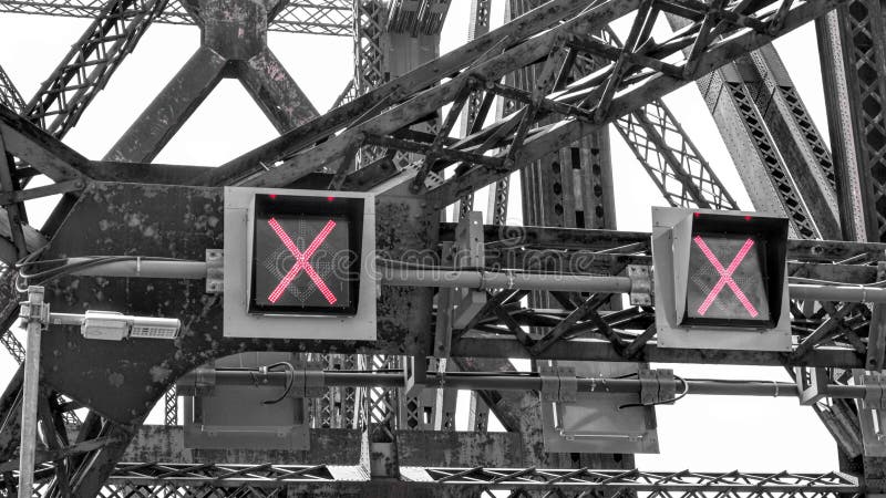 Light Signaling Inside the Quebec Bridge Stock Image - Image of iron ...