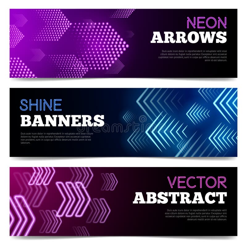 Light Signboards Banners Set Stock Vector - Illustration of neon ...