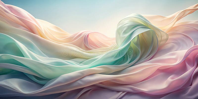 A Light Silk Fabric in Pastel Colors Develops in the Wind AI-Created ...