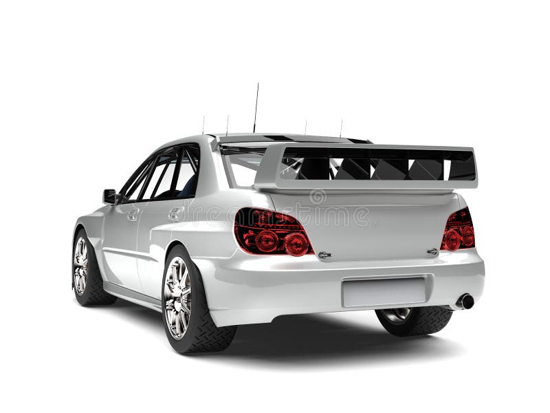 Light Silver Modern Touring Car - Tail View Stock Illustration ...