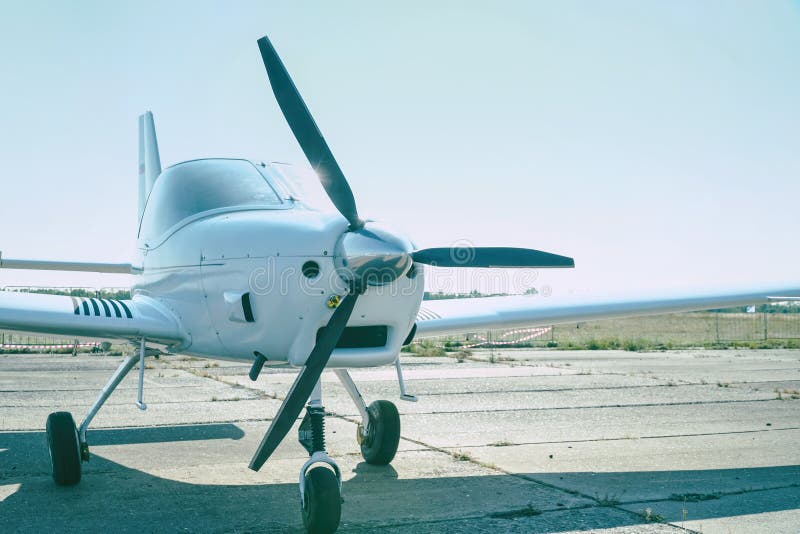 Light Single-engine Aircraft at the Airport Stock Image - Image of ...