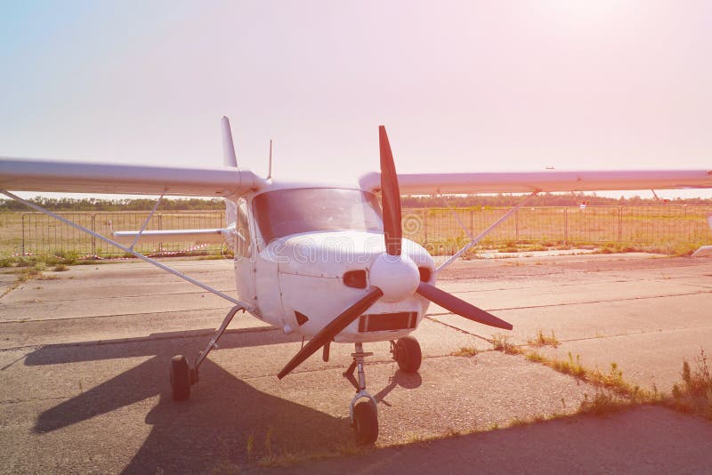 Light Single-engine Aircraft at the Airport Stock Photo - Image of ...