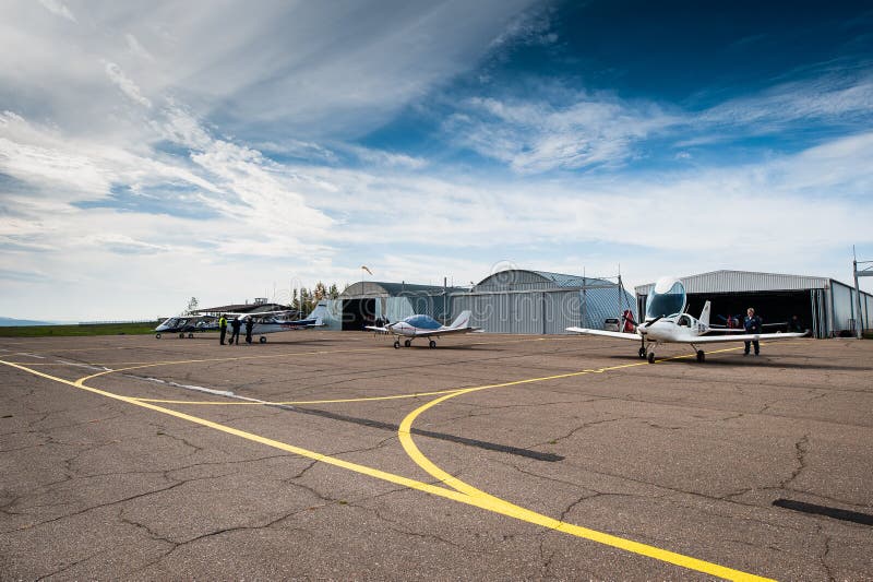 Light Single-engine Aircraft on the Runway Editorial Stock Image ...