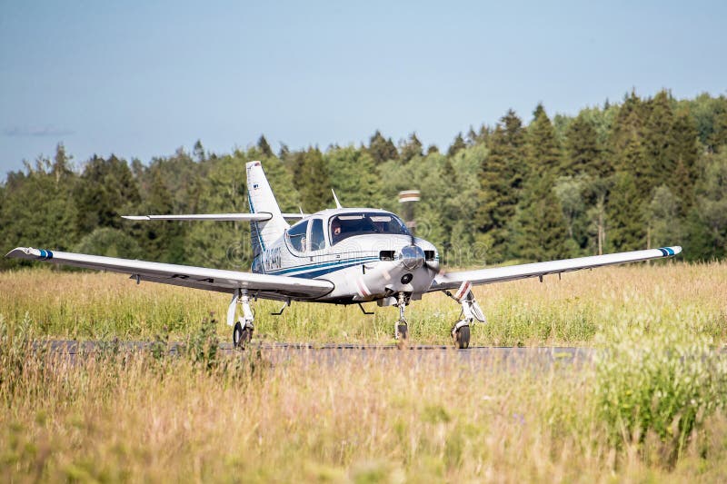 The Light Single-engine Aircraft Takeoff. Editorial Image - Image of ...