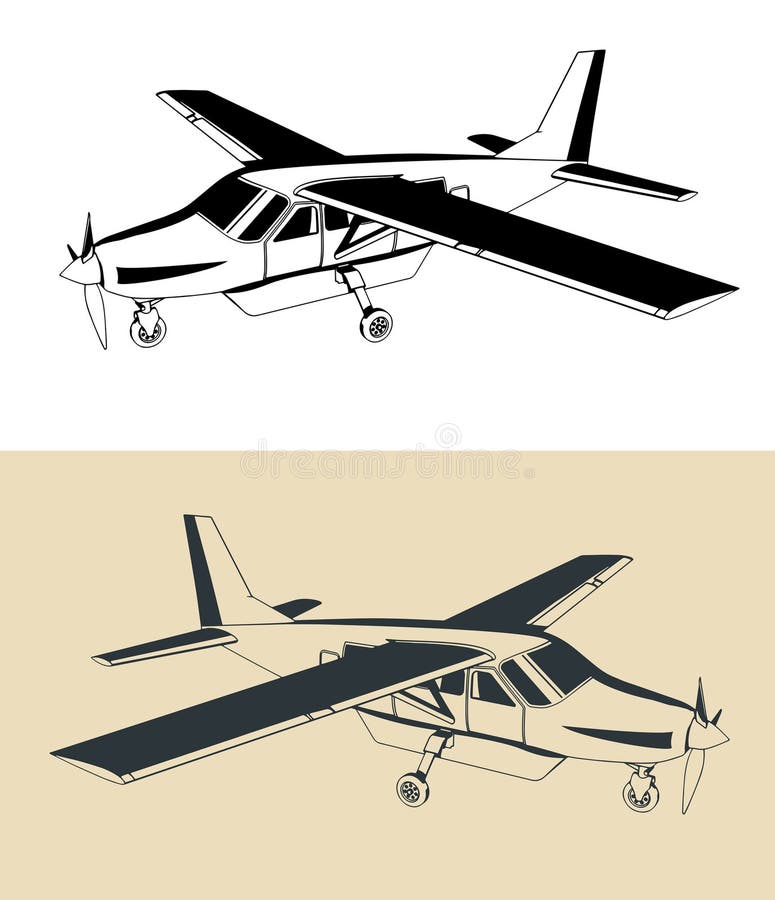 Light Single-engine Turboprop Aircraft Stock Vector - Illustration of ...