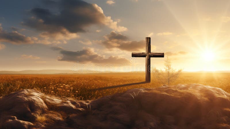 Light Sky Above a Cross in the Desert Stock Image - Image of divine ...