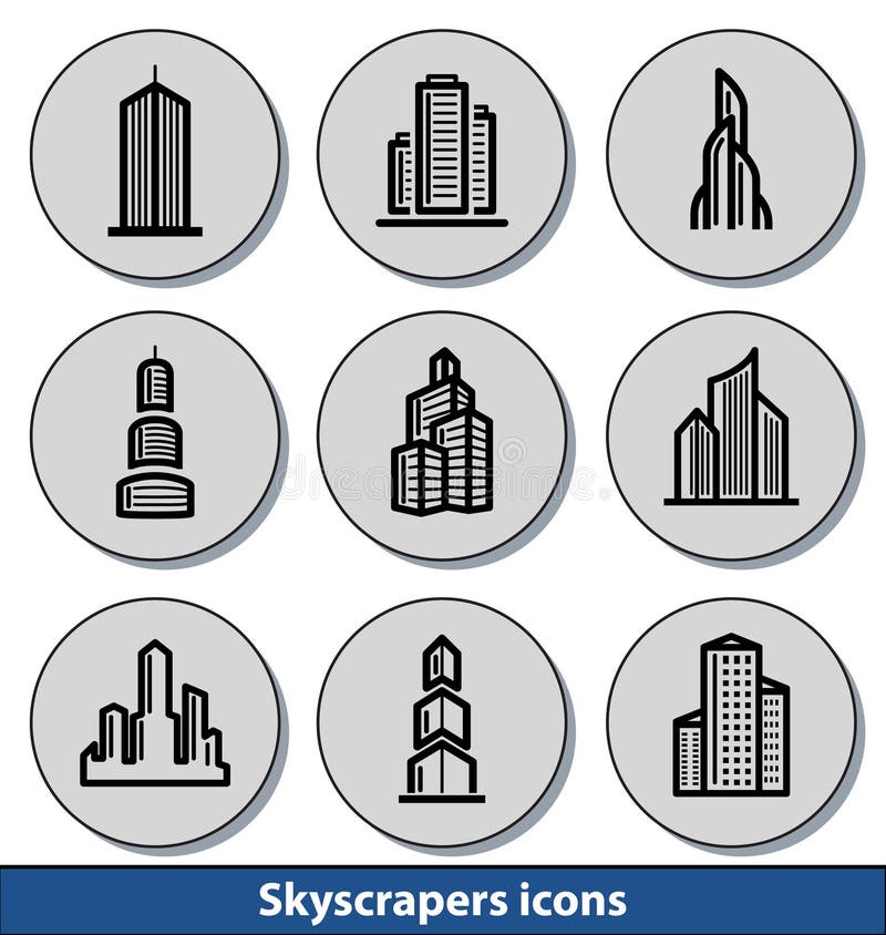 Light skyscrapers icons stock vector. Illustration of icon - 67653183