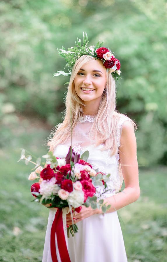 Light Smile Illuminates Tender Bride`s Face Stock Photo - Image of ...