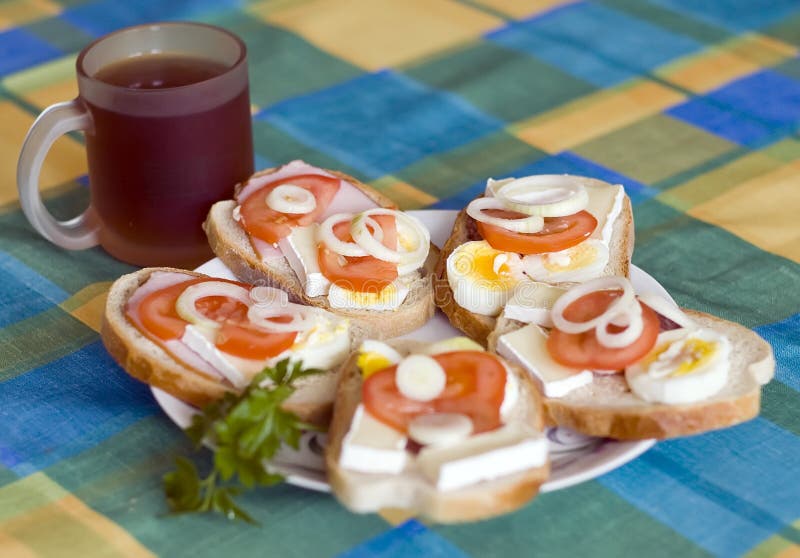 Light snack stock image. Image of checked, lettuce, tomato - 3596203