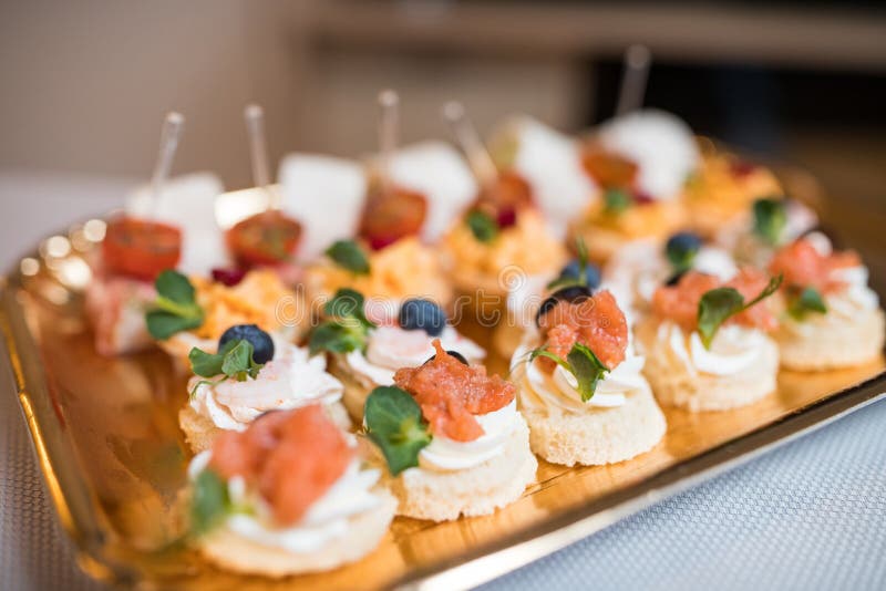 Canapes on Restaurant Table, Daylight Stock Photo - Image of party ...
