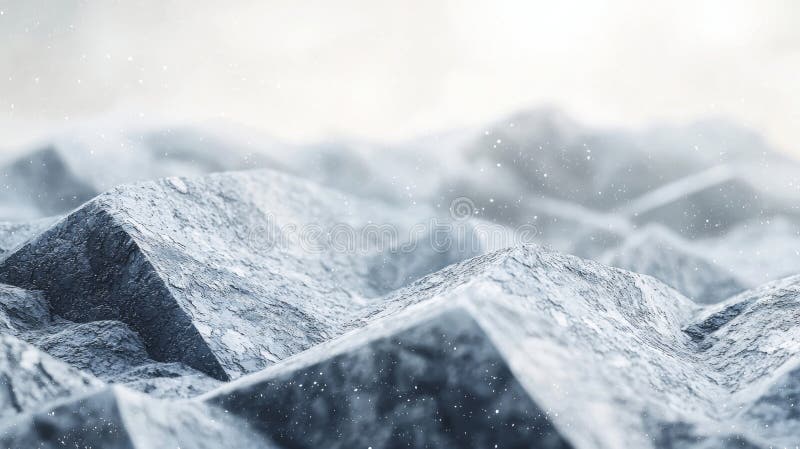 Light Snow Falling on a Mountain Range with Sharp Peaks and a Rough ...