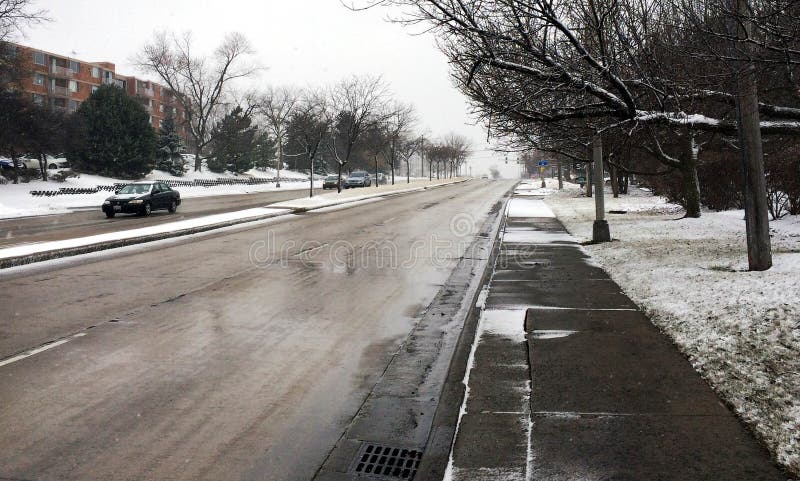 Light snow street scene stock photo. Image of sidewalk - 68379610