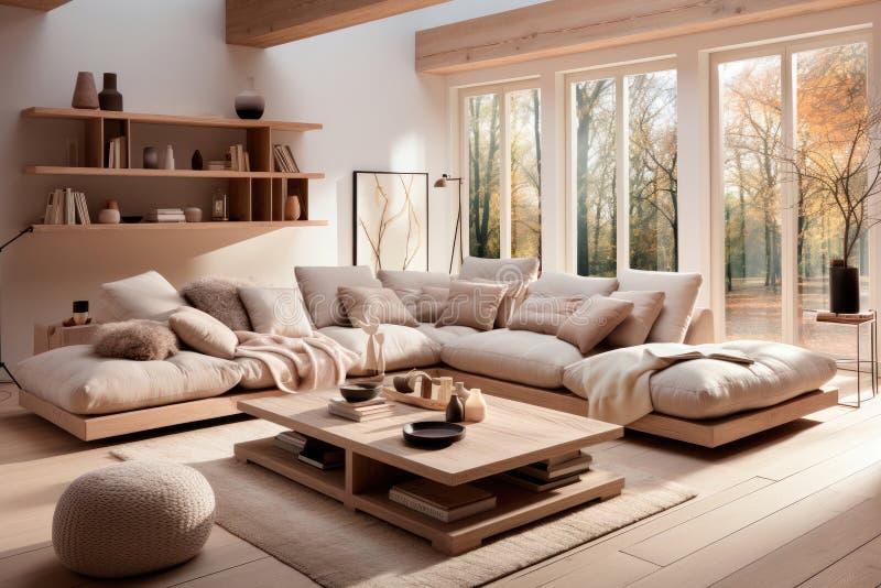 Light Sofa in Scandinavian Apartment. Interior Design of Modern Living ...