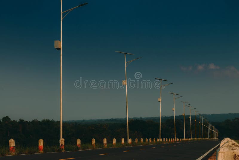 Light with Solar Panel, Post Solar Street Lamp Stock Image - Image of ...