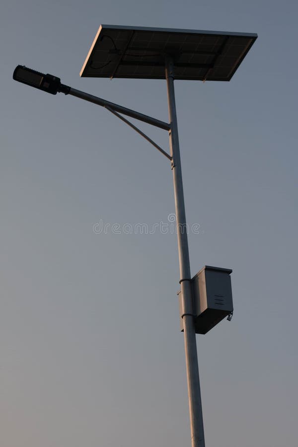 Light with Solar Panel, Post Solar Street Lamp Stock Photo - Image of ...