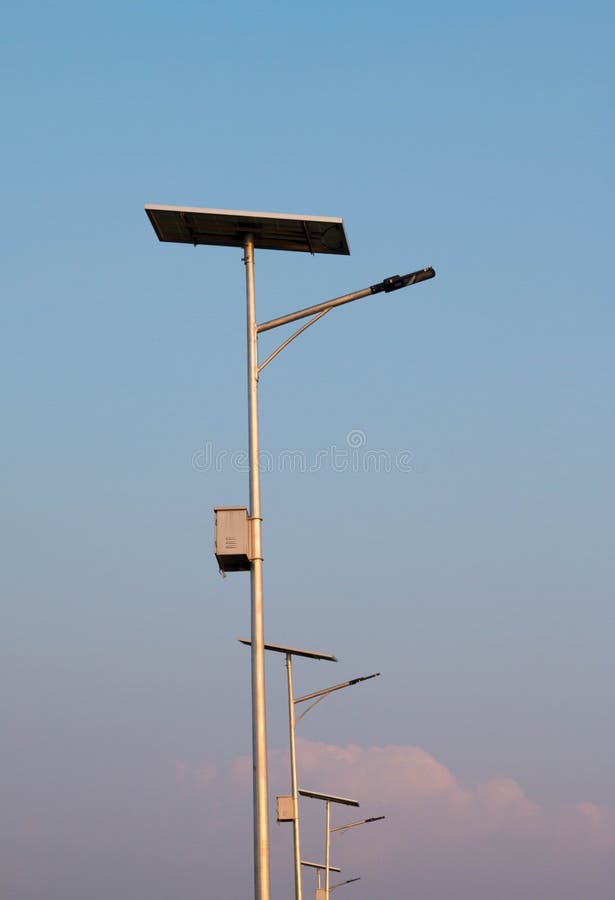 Light with Solar Panel, Post Solar Street Lamp Stock Image - Image of ...