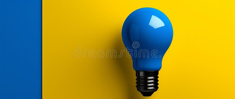 Concept Power Bulb Idea Yellow Creative Blue Light Electric Background ...