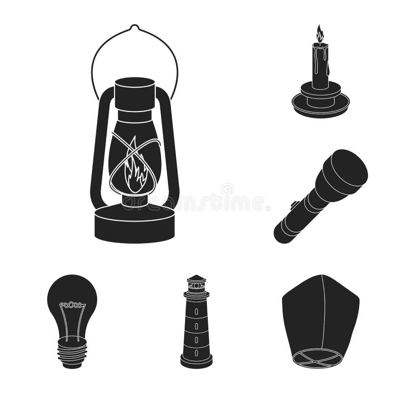Light Source Black Icons in Set Collection for Design. Light and ...