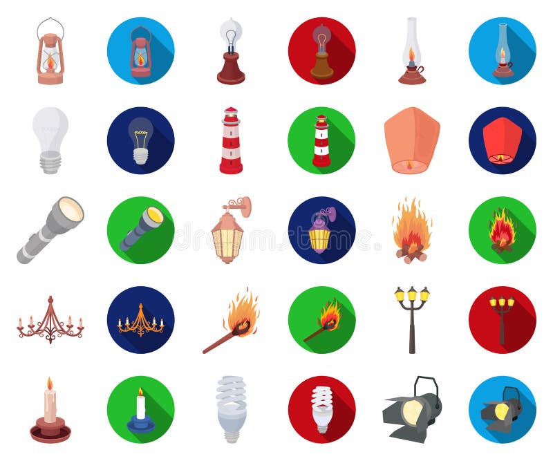 Light Source Cartoon,flat Icons in Set Collection for Design. Light and ...